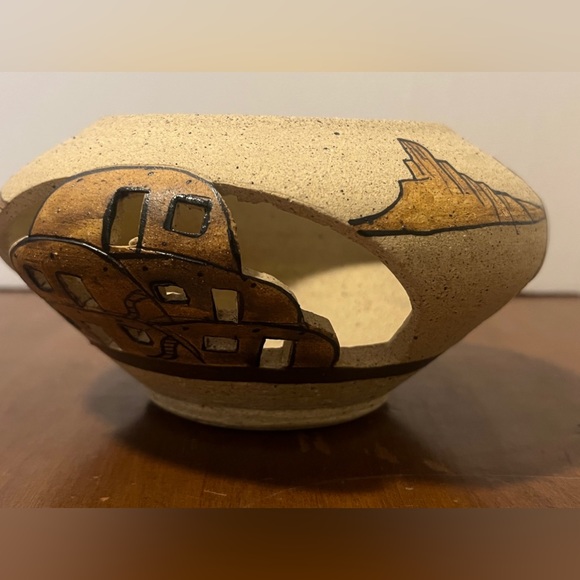 zodin | Art | Zodin Signed Southwestern Sand Art Pottery Candle Holder ...